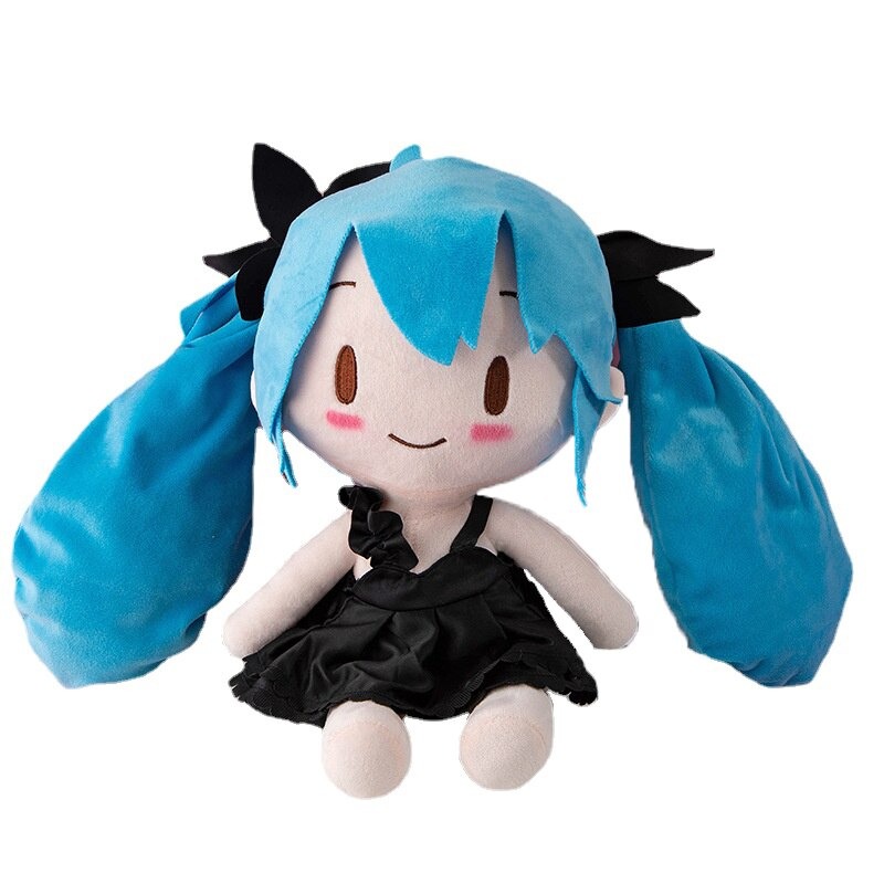 25cm Blue Hatsune Miku Wearing Black Dress Sitting Doll Plush Miku Plush Shop Official Miku